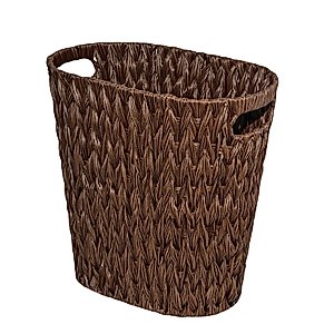 PINXIURY Wicker Trash Can,Watse Basket, Woven Bathroom Trash Can with Handles, Waste Paper Basket, Trash Cans for Bedroom,Decorative Boho Trash Can, 19 Liters/5 Gallons