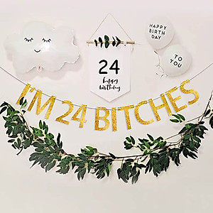 Santonila I'm 24 Bitches Banner for Women Girls 24th Birthday Party Decorations