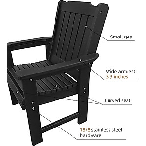 Fortune Candy HDPE Patio Dinning Chair, Outdoor Chair with 18/8 Stainless Steel Hardware, Heavy Duty 600 LBS, for Outdoor Patio Garden Yard (Carbon Black)