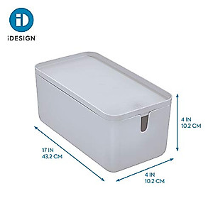 iDesign - 29843 BPA-Free Plastic Toilet Paper Stand and Bowl Brush Set, Storage Bin, Matte Gray