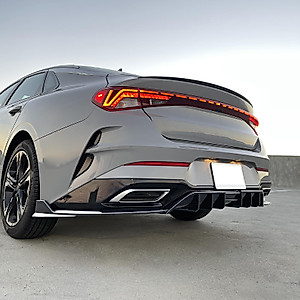 IKON MOTORSPORTS, Rear Bumper Lip Compatible with 2021-2024 Kia K5 GT-Line, Carbon Fiber Print PP Rear Diffuser Lip Spoiler Splitter Bodykit