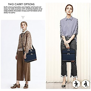 MIYCOO Insulated Lunch Bag for Women Men Leakproof Double Deck Lunch Box Soft Large Lunch bags Cooler Bag Blue