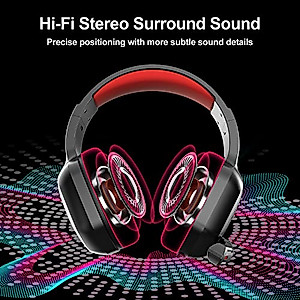 Gaming Headset with Microphone for Pc, Xbox One Series X/s, Ps4, Ps5, Switch, Stereo Wired Noise Cancelling Over-Ear Headphones with Mic, RGB, for Computer, Laptop, Mac, Nintendo, Gamer (Red)