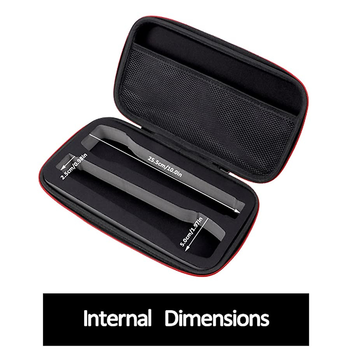 Vaguelly Wireless Microphone Case: Hard EVA Case for Handheld Microphone Dual Mic Bag Microphone Hard Carrying Travel Case, Black,Red, 30x15cm