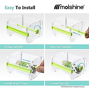 molshine 2 Pack Transparent Desktop Multi Washi Masking Tape Storage Dispenser,Tape Cutter,Tape Roll Holder (Not Include Masking Tape) (Beige)