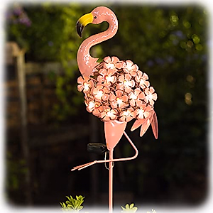 HOMEIMPRO Garden Solar Lights,Flamingo Pathway Outdoor Stake Metal Lights,Waterproof Warm White LED for Lawn,Patio or Courtyard
