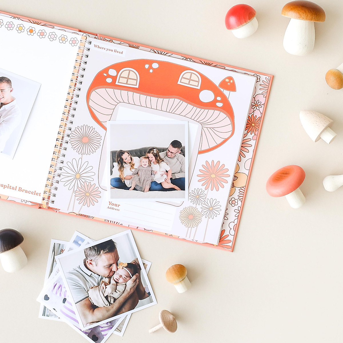 Lucy Darling Baby Memory Book, Themed Baby First Year Book, First 5 Years Journal & Photo Album for Baby Boy/Girl, Keepsake Books, Gender Neutral Memories & Milestone Book, Mom Gift - Flower Child