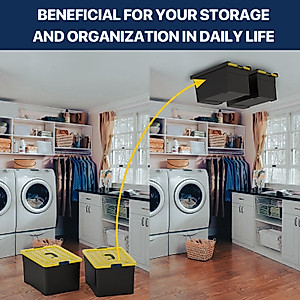 4 Bins Overhead Garage Storage Racks for Utility Bins,Heavy Duty Garage Ceiling Storage Racks,Storage Bin Ceiling Rack System,Tote Storage Rails,Storage Bin Ceiling Rack System,Great Space Saver