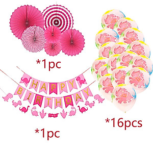 Dinosaur Party Decorations for Baby Girls-1 Happy Birthday Banner, 1 Dino-mite Garland,6 Pink Paper Fans, 12 Dino Balloons-Birthday Supplies and Favors for Kid's Christmas Thanksgiving 1st 2nd 3rd