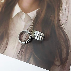 I am Enough Inspirational Message Rings Minimalist Spinner Fidget Ring Rotate Freely Stacking Middle Finger Band Stainless Steel Hypoallergenic Comfort Fit Fashion Encouragement Statement Jewelry for Women Men Birthday Xmas Gifts (9)