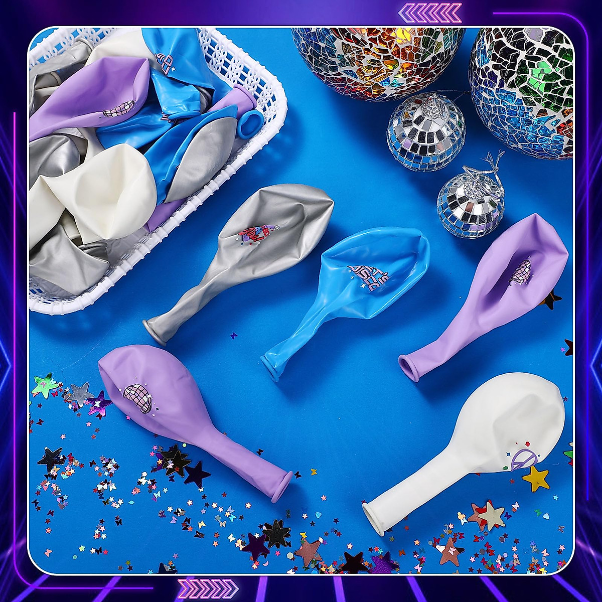 MiniInflat 40 Pcs Let's Disco Balloons Bachelorette Party Decorations 12 Inch Disco Ball Latex Balloons Girls Party Balloons for 70s Retro Theme Birthday Bridal Baby Shower Party Decoration Supplies