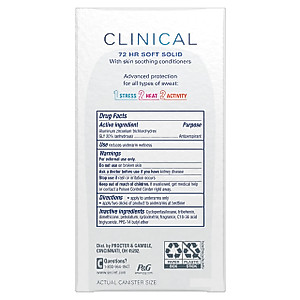 Secret Deodorant and Antiperspirant Clinical Strength for Women, Stress Response, 72hr Stress Sweat Protection, PH Balancing Minerals, Soft Solid, 1.6 oz (Pack of 3)