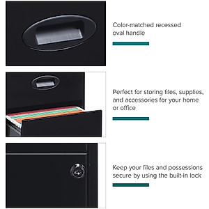 Hirsh Industries Space Solutions 3 Drawer Metal File Cabinet with Pencil Drawer Black