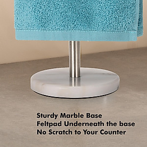 Kalitro Towel Rack with Heavy Marble Base, Free Standing Hand Towel Holder Stand for Bathroom Stainless Steel T-Shape Brushed Nickel