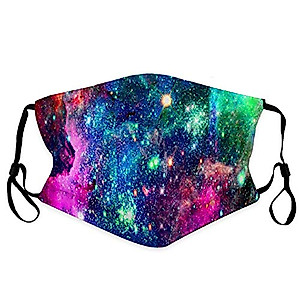 Kids Reusable Face Bandanas Cute Cartoon Galaxy Pattern Breathable Cloth Face Covering with Adjustable Ear Loops for Children UV Protection -6 Pack