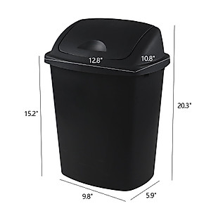 Qqbine 7 Gallon Garbage Can Swing Top, 4 Packs Plastic Trash Can Swing Lid, Swing Garbage Can for Home and Office, Black