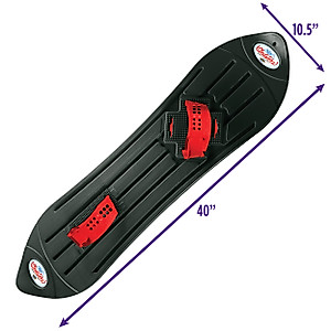 The Original Geospace Sledsterz Kids Beginner Snowboard for Winter Fun on Snow, with Adjustable Step-in Bindings; for Kids Between 4 to 12 Years Old (Black/Red Bindings)