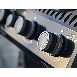 Napoleon Rogue 425 BBQ Grill, Black, Propane Gas - R425SBPK-1-OB - With Three Burners and Range Gas Side Burner, Barbecue Gas Cart, Folding Sideshelves, Instant Failsafe Ignition