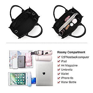 Tote Bag for Women, Canvas Tote Bags with Zipper Handbag Tote Purse Crossbody Bags for Work, Travel, School