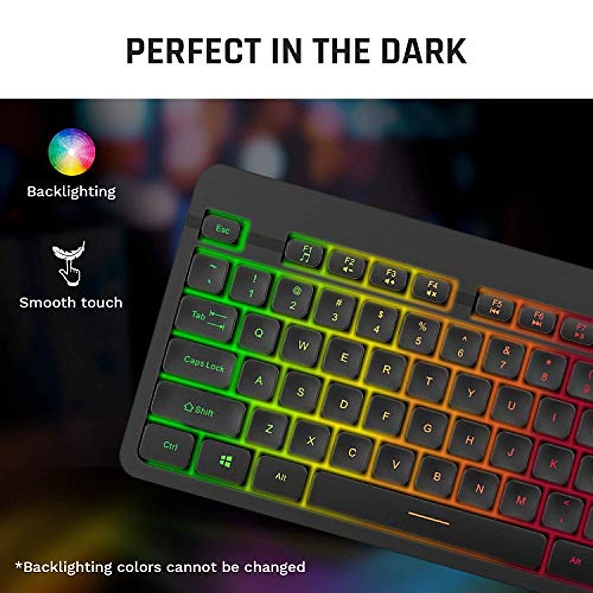 KLIM Light V2 Rechargeable Wireless Keyboard - New Version 2024 - Slim Durable Ergonomic - Backlit Wireless Gaming Keyboard for Laptop PC Mac PS4 PS5 Xbox One - Long-Lasting Built-in Battery