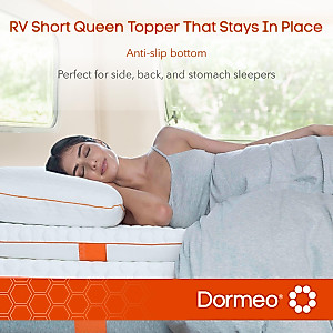 Dormeo RV Short Queen Mattress Topper - Octaspring Technology - Queen Mattress Bed Topper, Cooling Mattress Topper - 3 Inch Mattress Topper - White, Waterproof, Medium Firmness