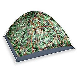 4 Persons Camping Waterproof Camouflage Tent Pop Up Tent Instant Setup Tent w/2 Mosquito Net Doors Carrying Bag Folding 4 Seasons for Hiking Climbing Adventure F