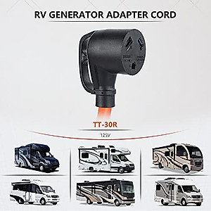 boeemi 3 Prong 30 Amp to 30 Amp RV Generator Adapter Cord,L14-30P Locking Male Plug to TT-30R Female,12 Inch STW 10/3 Orange