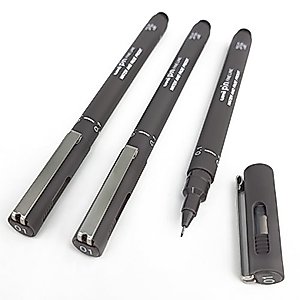 Uni Pin Fineliner Drawing Pen - Dark Grey Tone - 0.1mm - Pack of 3