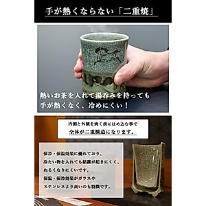 Hand-made: Double layer teacup | “Soma-Yaki” | Blue Crack Pattern | Made in Japan |