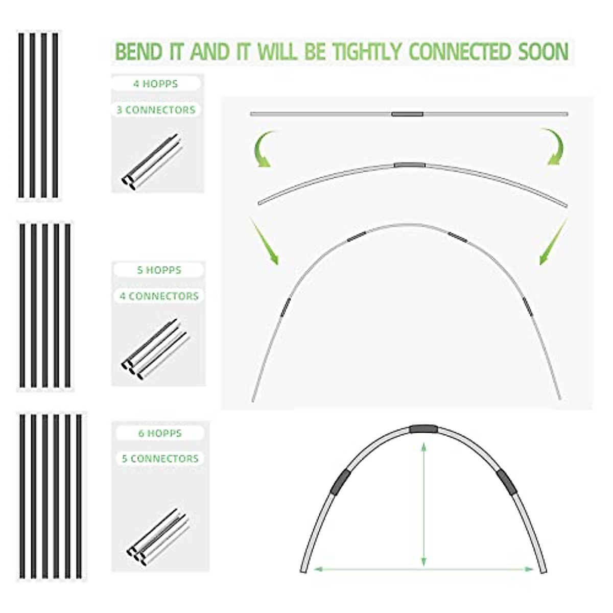 Garden Hoops - Hoop House Greenhouse DIY Garden Hoops for Raised Beds,Fiberglass Support Hoops Frame Plant Hoops for Garden Netting,Garden Tunnel Hoops,Row Cover Hoops Kit 30pcs