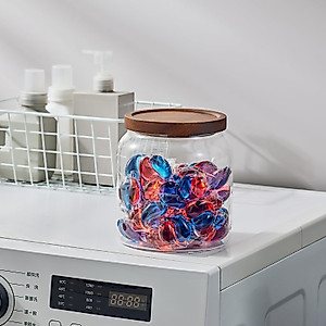 Sweejar Glass Jars for Laundry Room Organization, Half-Gallon Laundry Pods Container, Glass Food Storage Jars with Airtight Lid, 1 Pack, Press Lid