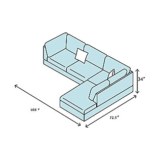 FANYE L-Shaped Corner 5 Seaters Sectional Sofa with Left Chaise & Storage Ottoman,Modern Faux Leather Sectional & Sofa Couch with 2 Pillows for Home Office Apartment Living Room Furniture Sets, Brown