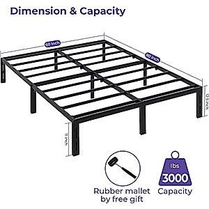 GreenForest Queen Bed Frame Quick Lock Heavy Duty Metal Platform Bed Mattress Foundation, No Box Spring Needed, Black