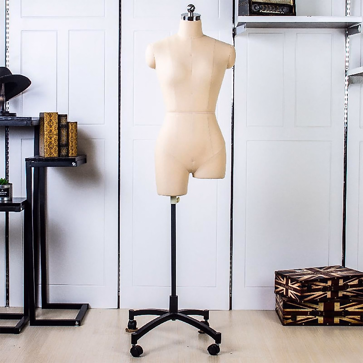 Female Mannequin Dress Body Form, Adjustable Height 183-227cm & Movable Universal Wheel Manikin Body, Straight or Angled Pins Available, Mannequin Torso for Sewing Clothing Jewelry Display