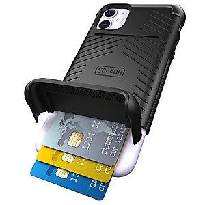 Scooch iPhone 11 Case with Card Holder, Wingmate for iPhone 11 Wallet Case with RFID Protection,10-Foot Drop Protection, Magnetic Back for Car Mounts, Black