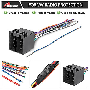 RED WOLF Car Radio Wiring Harness ISO Connector Adapter, Built-in Resistors Protect Vehicles Battery for Mercedes-Ben 2001-2013,VW 1986-2003, Audi 1988-2003 Aftermarket Stereo CD Player
