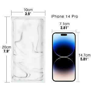 Emibele Vanity Tray, 8" Rectangular Resin Bathroom Kitchen Sink Counter Organizer Tray Dresser Tray Jewelry Ring Dish Holder Cosmetic Tray for Perfume Candle Small Plant Home Decor, Mini, Marble White