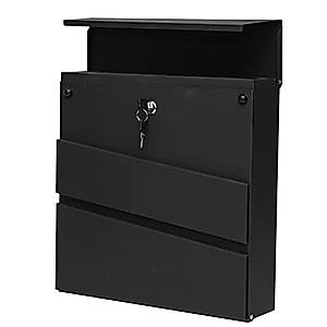 xhlokk Wall Mount Mailboxes, Modern Locking Wall Mailbox for Outside, Galvanized Steel and Aluminum Metal Mail Boxes for House with Key Lock Large Capacity, Matte Black