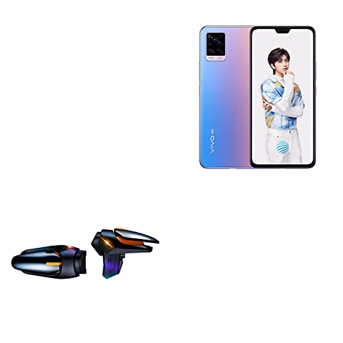 BoxWave Gaming Gear Compatible With vivo S7t - Touchscreen QuickTrigger Auto, Trigger Buttons Autofire Gaming Mobile FPS - Jet Black