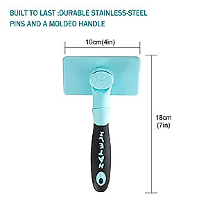 HATELI Self Cleaning Slicker Brush for Cat & Dog - Cat Grooming Brushes for Shedding Removes Mats, Tangles and Loose Hair Suitable Cat Brush for Long & Short Hair (Blue)