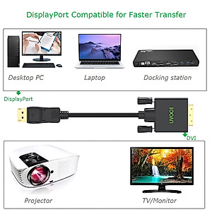 UVOOI DisplayPort to DVI Cable 10ft (DP to DVI-D Cable), Display Port to DVI-D Cable Adapter Compatible with PC, Laptop, HDTV, Projector, Monitor, More- Gold-Plated