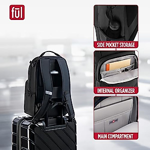 FUL Tactics Collection 15 Inch Laptop Backpack, Phantom Padded Computer Bag for Commute or Travel, Black