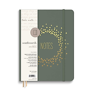 Southworth Premium Journal, 6.5”x 8.5”, Sage Copper Burst Design, Premium 28lb/105gsm Paper, Large Book Bound Journal, 3 Ribbon Placeholders, 80 Ruled Sheets/160 Ruled Pages (91928)