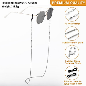 humlbird Glasses Chain Stainless steel Eyeglass Chains for Women Sunglass Chain Stylish Mask Chain Eye Glasses Holders Around Neck Glasses Strap (stainless steel-3)