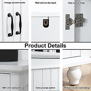 Scurrty Buffet Cabinet Bar with Storage, 65' Coffee Kitchen Storage 4 Doors, Sideboard for Dinning Room, and Living White, (HKBFDC012WH)