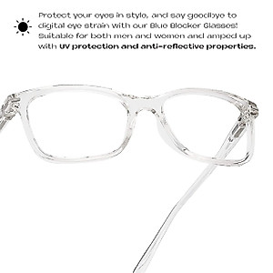 Readerest Blue Light Blocking Reading Glasses (Clear, 1.75 Magnification) Computer Eyeglasses With Thin Reflective Lens, Antiglare, Eye Strain, UV Protection, Stylish For Men And Women