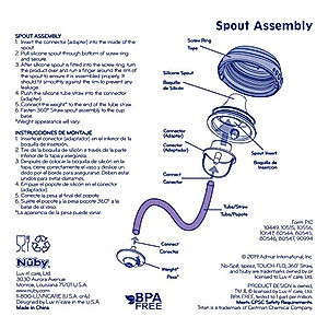 Nuby Tritan No-Spill 10 oz Trainer Cup with Silicone Spout, 360 Weighted Straw & Hygienic Cover, Blue (Pack of 2)