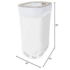 Flings® Bin Disposable Trash Can for Parties - 13 Gallon Plastic Pop Up Garbage Can (1 Pc) Perfect Solution for Waste at Events and Parties - White