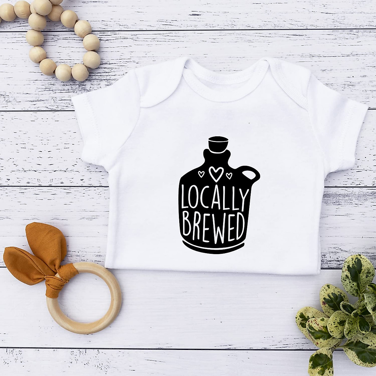 Printique Organic GOTS Certified Baby Onesie Unisex Bodysuit 0-18 months - Locally Brewed | Funny Quote Sarcastic Gift (Locally Brewed, 0-3 Months)