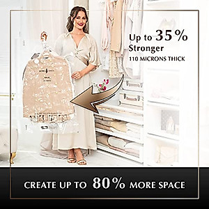 GENIE SPACE Hanging Vacuum Bags - Pack of 5, Regular Length | Premium Wardrobe Suction Storage Space Saving Bags, 41x28in | Strong, Airtight & Reusable for Suits, Coats & Dresses | With Travel Pump